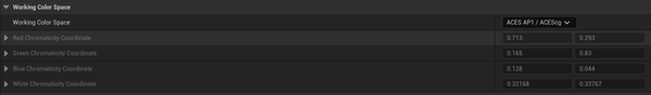 Using ACEScg or BT.2020 rendering support in Unreal 5